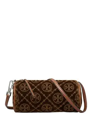 Tory Burch T Monogram Flocked Cylinder Bag - Sun Beige