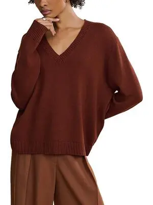 Jenni Kayne Simone V-neck Sweater - Rust