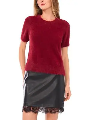 Vince Camuto Eyelash Crewneck Sweater - Crimson