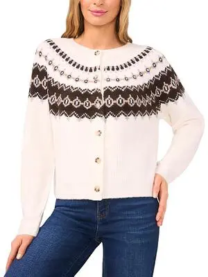 CECE DUPRAZ Fair Isle Raglan Cardigan - Antique White