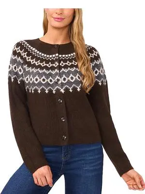 CECE DUPRAZ Fair Isle Raglan Cardigan - Chocolate