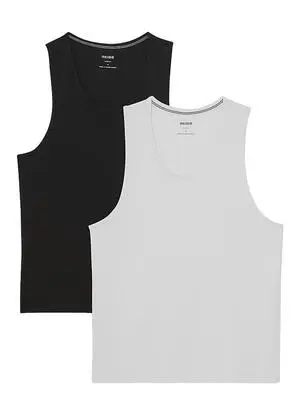 REISS Monty Jersey Vest 2-pack - White/black