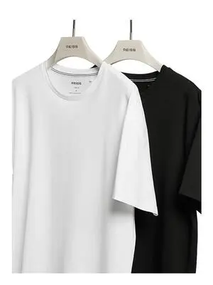 REISS Flex Loungewear Tee, 2 Pack - Black/white