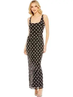 Mac Duggal Beaded Sheath Dress - Black