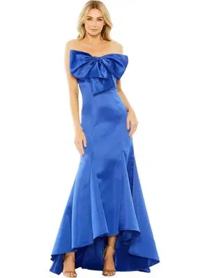 Mac Duggal Strapless Bow Mermaid Gown - Blue