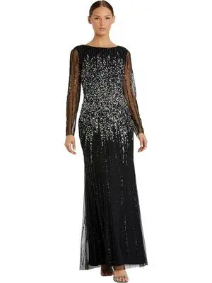 Mac Duggal Sequin Embellished A-line Gown - Black