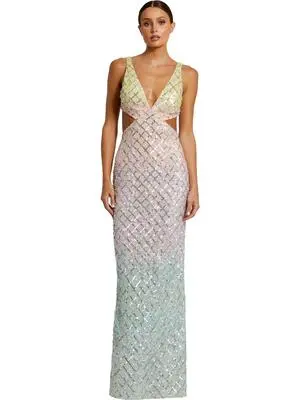 Mac Duggal Ombre Beaded Gown - Rainbow