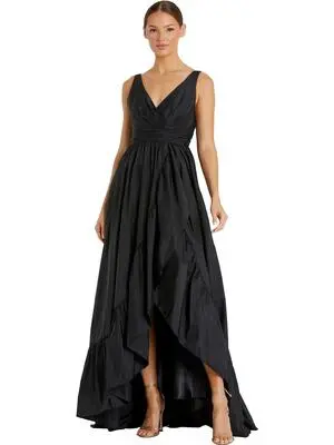 Mac Duggal Taffeta High-low Ruffle Gown - Black