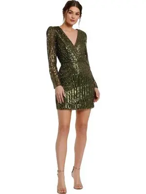 Mac Duggal Sequin Mini Dress - Green