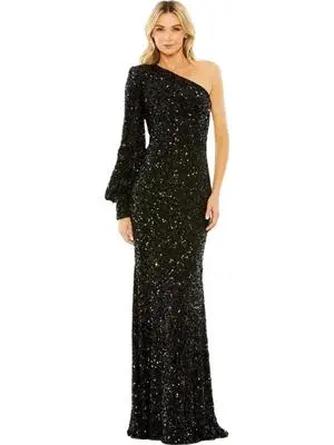 Mac Duggal Sequin Trumpet Gown - Black