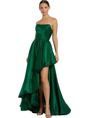 Mac Duggal Strapless Ruched High-low Gown - Green