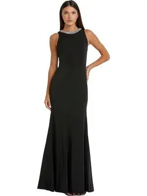 Mac Duggal Embellished Neck Trumpet Gown - Black