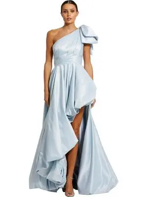 Mac Duggal Satin One-shoulder High-low Gown - Blue