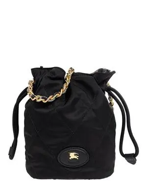Burberry Horseshoe Drawstring Shoulder Bag - Black