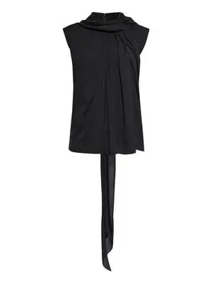 LANVIN Sleeveless Draped Top - Black