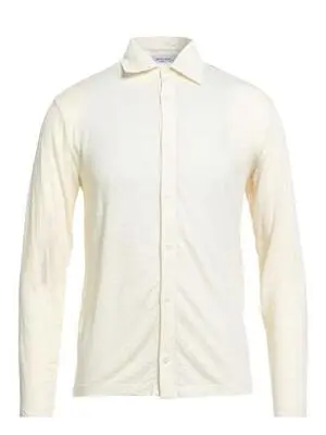 WOOL & CO Man Shirt Ivory Size L Linen, Elastane White
