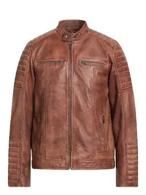 Bolongaro Trevor Sheepskin Biker Jacket - Brown