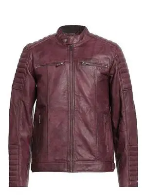 Bolongaro Trevor Sheepskin Biker Jacket - Purple