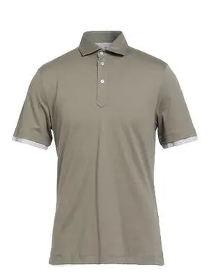 BRUNELLO CUCINELLI Man Polo Shirt Military Green Size S Cotton