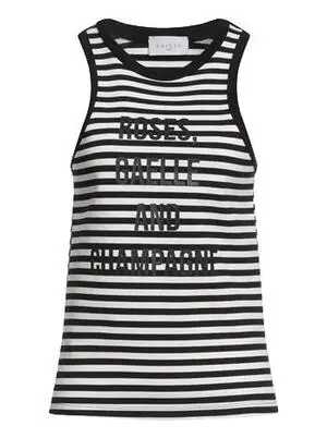 GAËLLE PARIS Striped Tank Top - Black