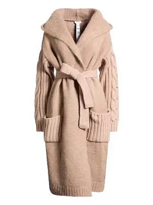 LIU •JO Belted Cable-Knit Coat