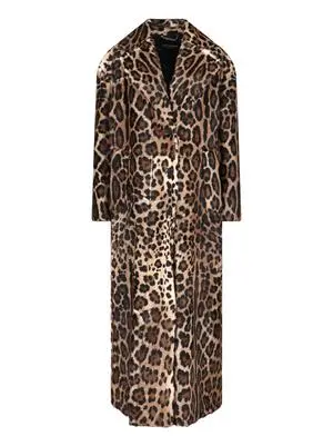 Dolce & Gabbana Double-breasted Leopard Print Goat Leather Coat - Multi