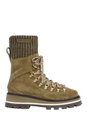 JIMMY CHOO Chike Suede And Ribbed-knit Hiking Boots - Army Green