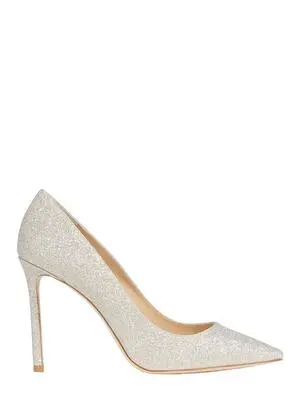 JIMMY CHOO Romy 100 Glittered Woven Pumps - Platinum