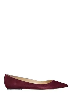 JIMMY CHOO Alina Suede Point-toe Flats - Burgundy