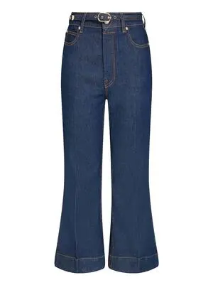 Zimmermann High-rise Kick-flare Jeans With Belt - Dark Denim