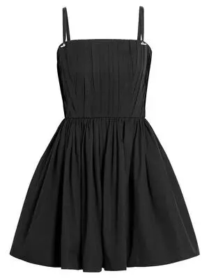 Alexander McQueen Pleated Cotton-poplin Mini Dress - Black