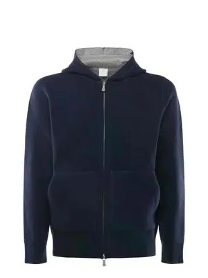 Eleventy Zip Hooded Knitwear - Blue