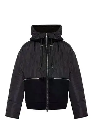 Add Quilted Pattern Padded Jacket - Black