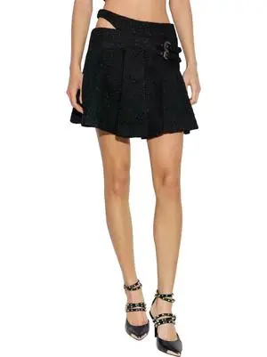 Versace Cut-out Pleated Mini Skirt - Black