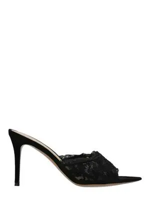 GIANVITO ROSSI Lace Heeled Mules - Black