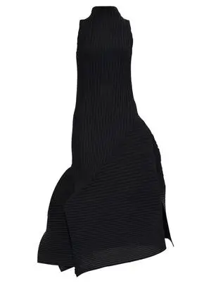 Issey Miyake Pleated Midi Dress - Black