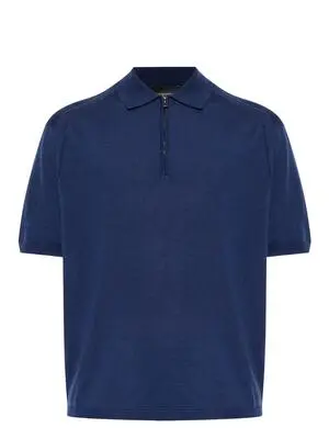 Emporio Armani Polo With Woolen Trim Navy Blue