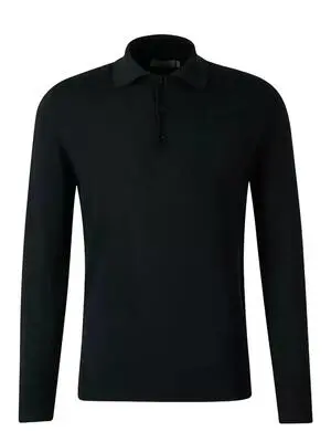 Canali Long-sleeve Polo Shirt - Black