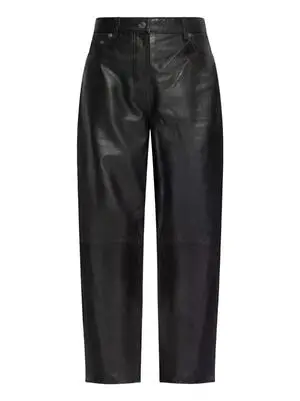 SAMSOE SAMSOE Leather Panelled Trousers - Black