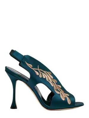 Manolo Blahnik 105mm Pancrabonu Slingback Sandals - Blue