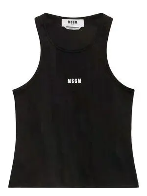 MSGM Logo-detail Ribbed Tank Top - Black