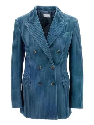 P.a.r.o.s.h Double-breasted Corduroy Blazer - Blue