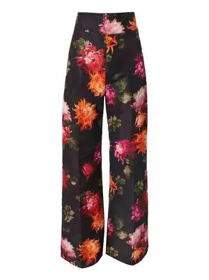 Carolina Herrera Diane Chrysanthemum-print Trousers - Black