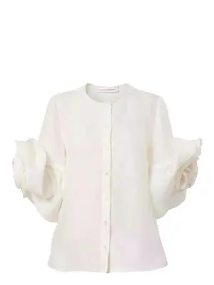 Carolina Herrera Rosette Gazar Blouse - White