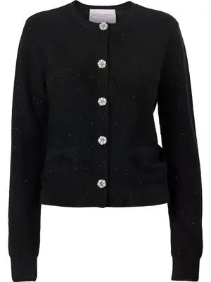 Carolina Herrera Sequined Pearl-button Cardigan - Black