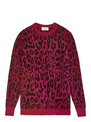 A PAPER KID Leopard Crewneck Knitwear - Red