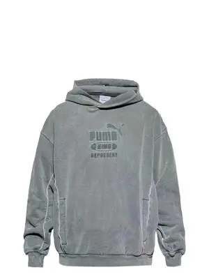 PUMA Logo-embroidered Hooded Sweater - Grey