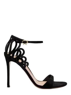 GIANVITO ROSSI 105mm Elisa Cut-out Suede Sandals - Black