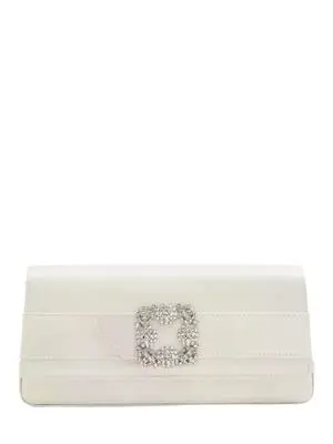 Manolo Blahnik Crystal-embellished Rectangular Clutch - White