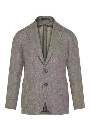 Tagliatore Herringbone-pattern Jacket - Grey